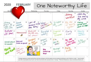 February 2020 completed calendar – One Noteworthy Life